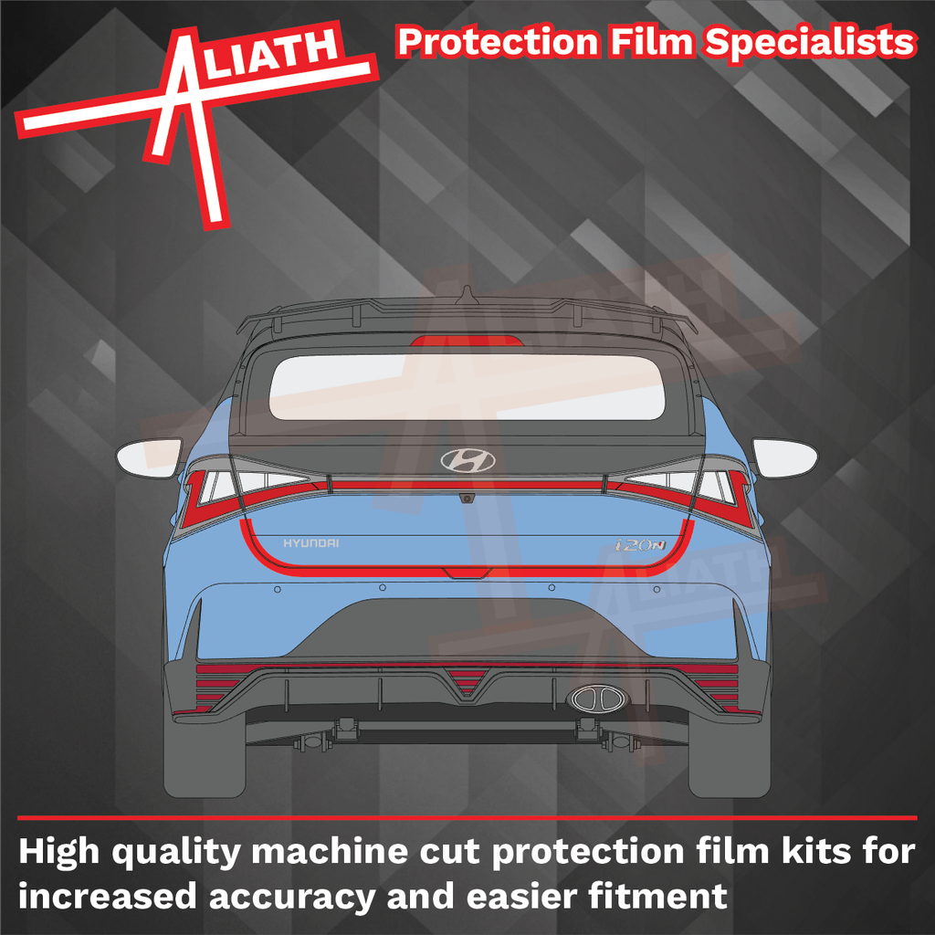 Hyundai i20N 2020-Present, Rear Bumper Upper BLACK Paint Protection ...