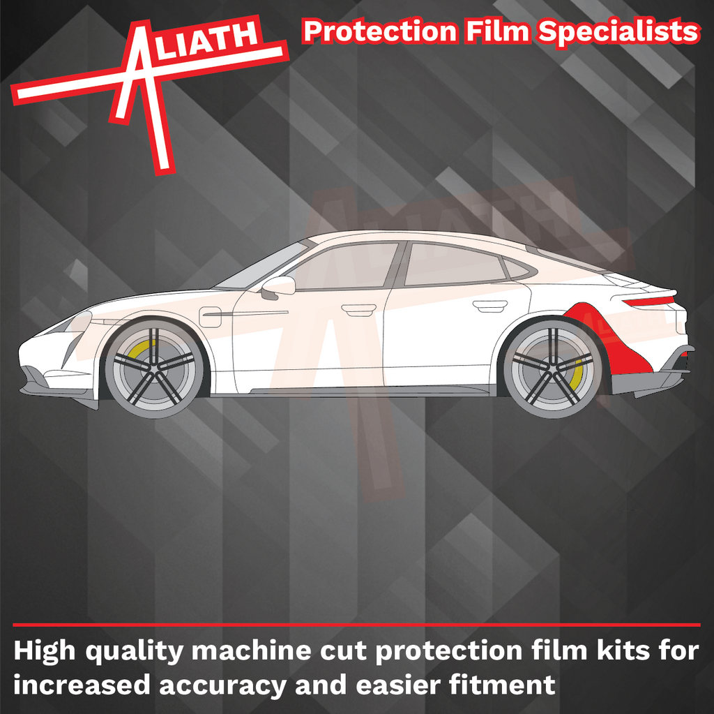 Porsche Taycan 2019-Present, Rear Bumper Arches CLEAR Paint Protection ...