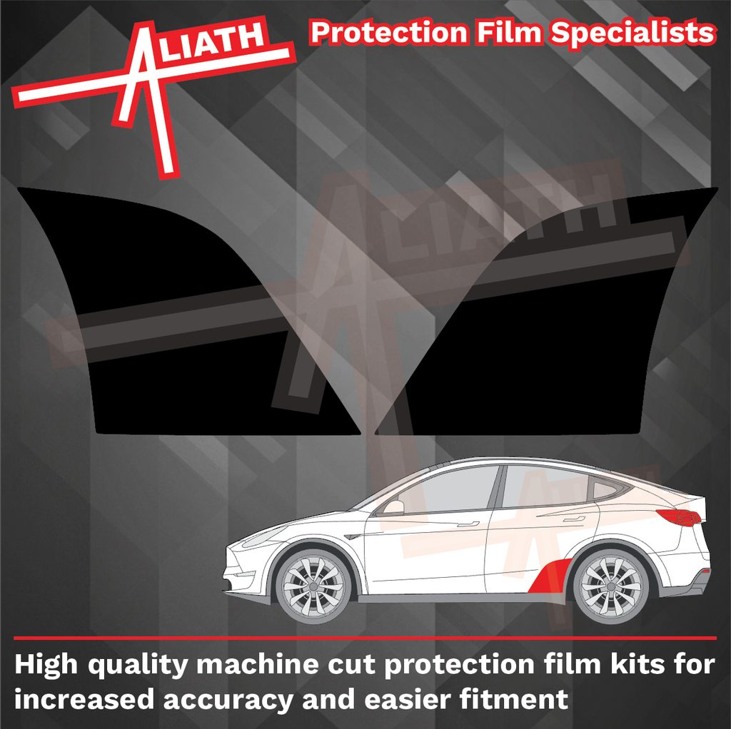 Tesla Model Y 2020-Present, Rear Door Arches BLACK TEXTURED Paint Prot ...