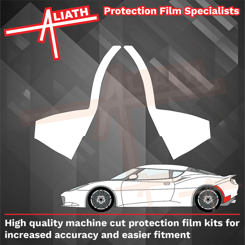 Lotus Evora 2009-2022, Rear Bumper Side Arch Section CLEAR Paint Prote ...