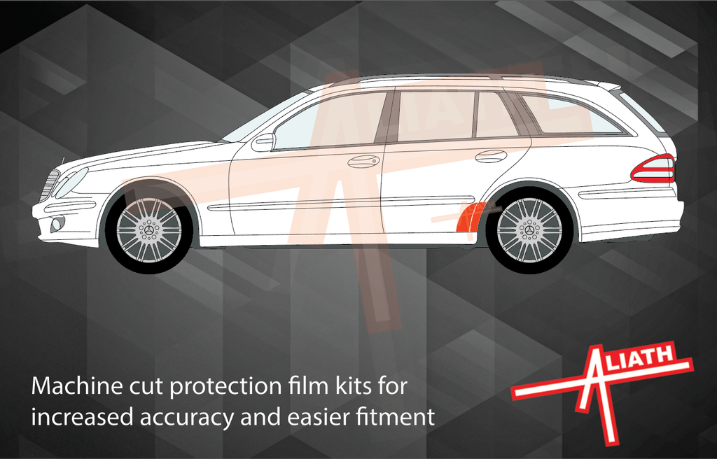 Mercedes-Benz E Class (W211) 2002-2009, Rear Arches CLEAR Paint Protec ...