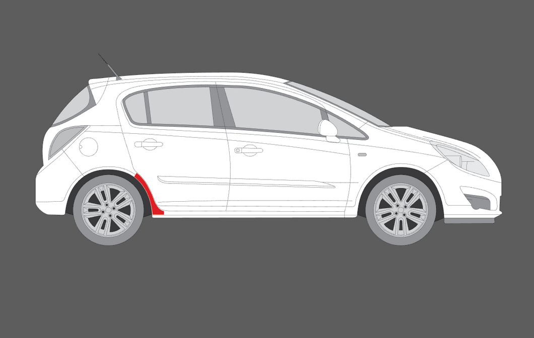 Vauxhall Corsa D 2006-2014, Rear QTR / Wing Arch CLEAR Paint Protectio ...
